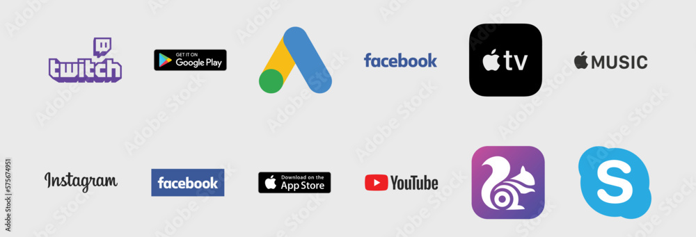 Collection of internet brand logo. Editorial vector logo collection ...