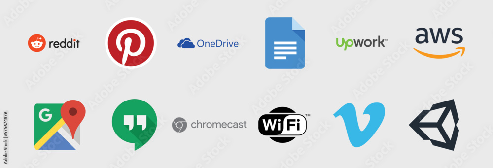 Collection of internet brand logo. Editorial vector logo collection ...