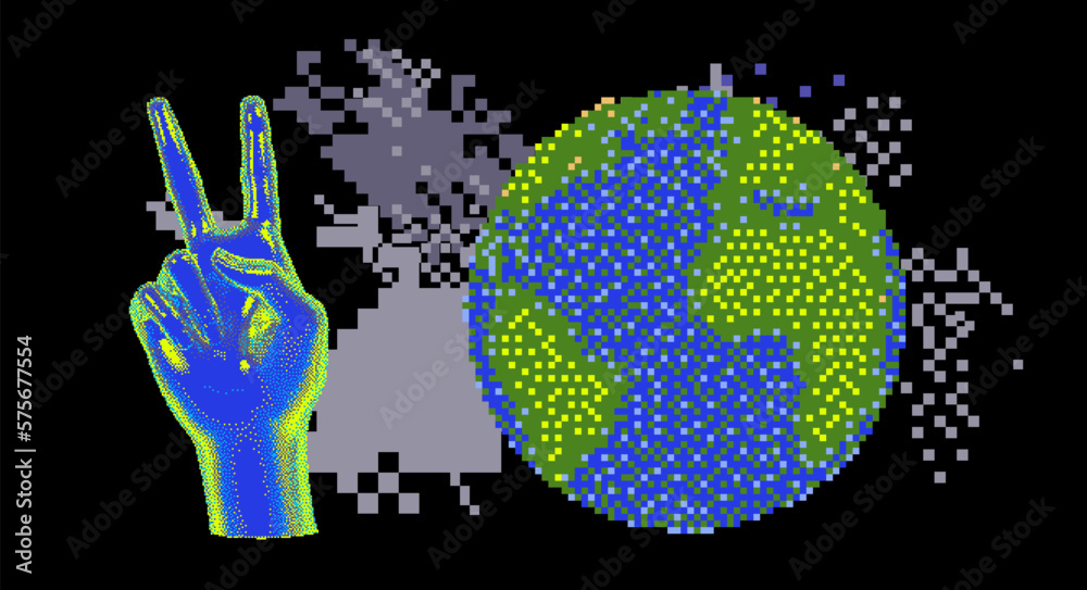 The 3D Earth Globe World geography sphere map model in pixel art style ...