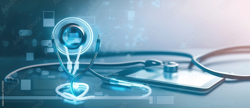 medical theme background with stethoscope and medical symbols ...