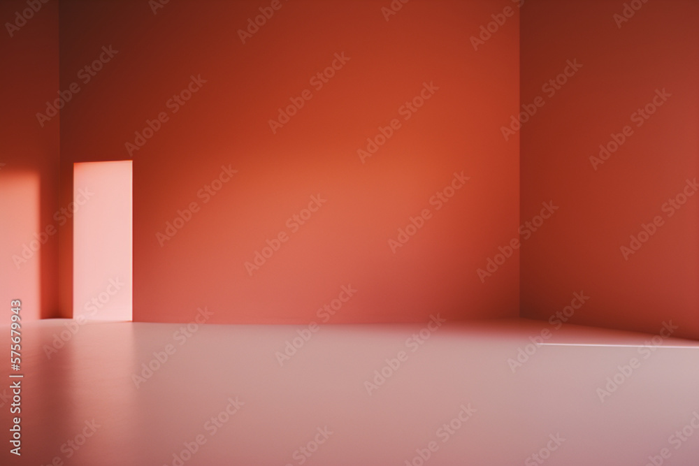 Red room wall corner interior modern design space 3d background of ...