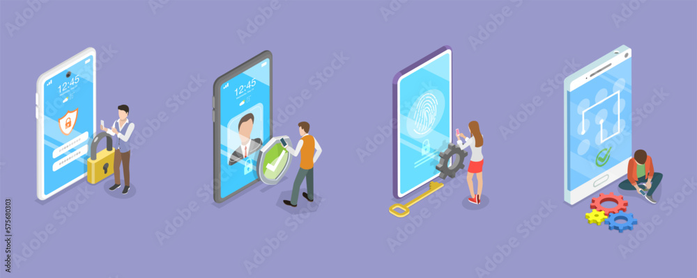 3d Isometric Flat Vector Conceptual Illustration Of Biometrics