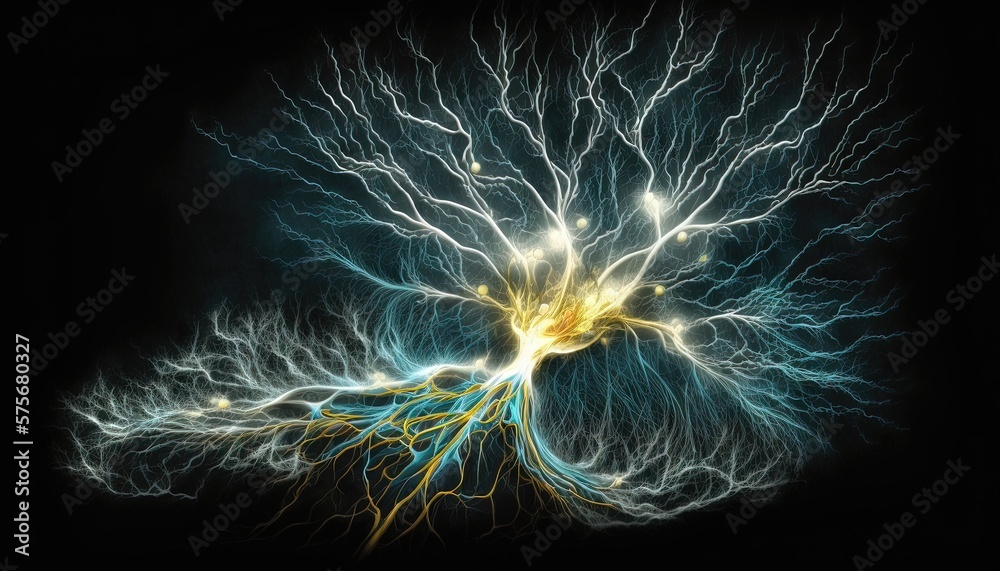 Synapses neurales scientifiques multicolores du cerveau humain. Idéal ...