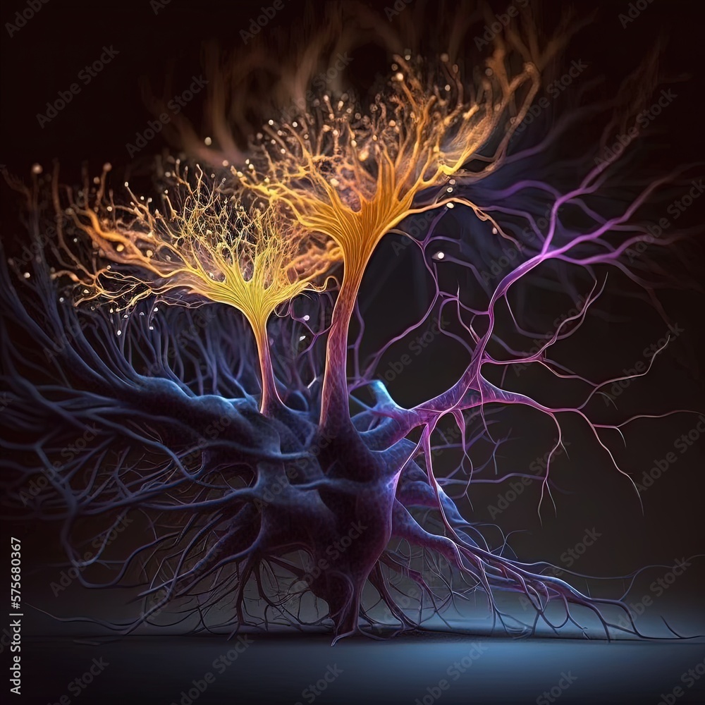 Synapses neurales scientifiques multicolores du cerveau humain. Idéal ...