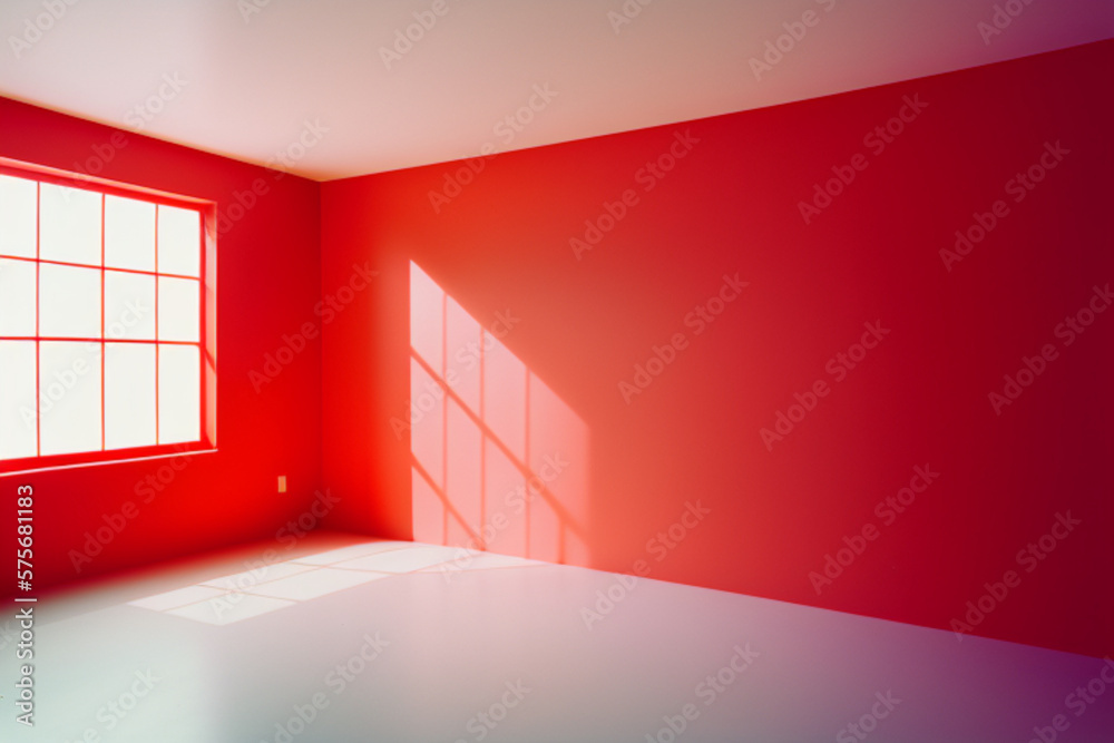 Red room wall corner interior modern design space 3d background of ...