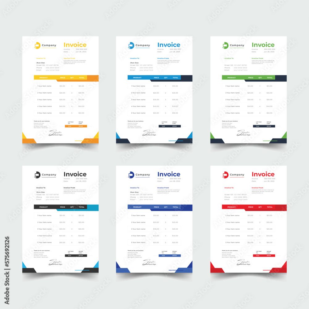 Invoice design template. Invoice minimal design. Bill form business ...