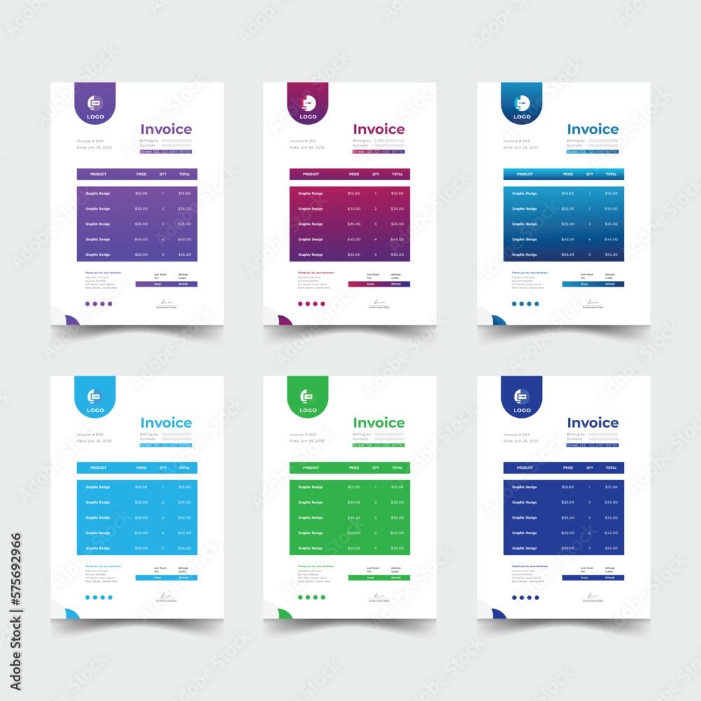 Invoice design template. Invoice minimal design. Bill form business ...