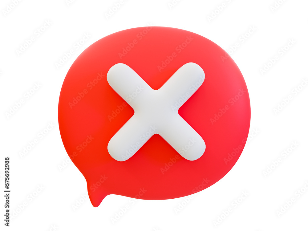 3d minimal Red wrong mark. cancel icon. rejected, disapproved, no ...