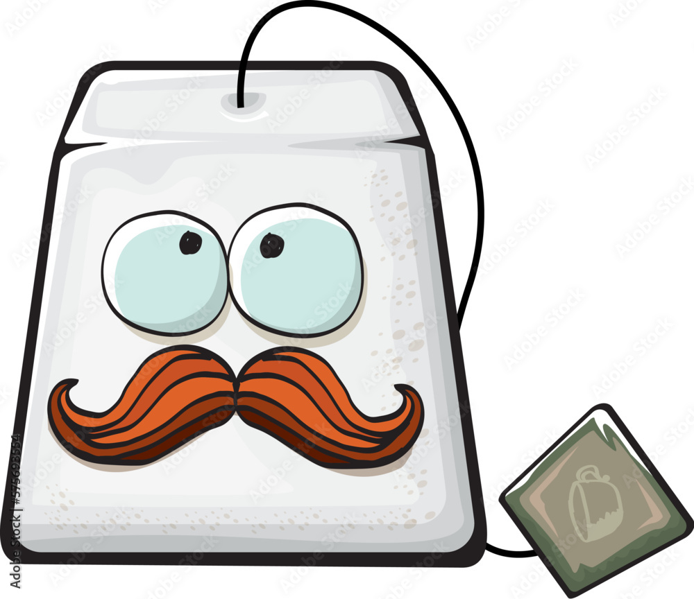 Cartoon tea bag characters isolated on white background. Funky paper ...