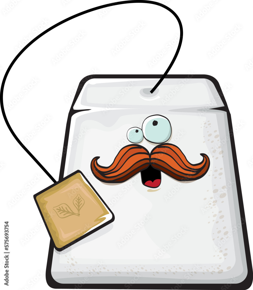 Cartoon tea bag characters isolated on white background. Funky paper ...