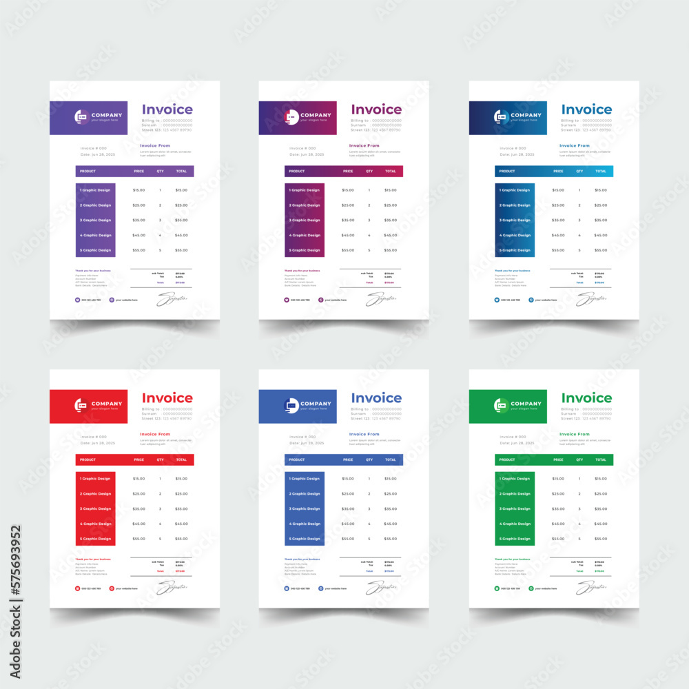 Invoice design template. Invoice minimal design. Bill form business ...