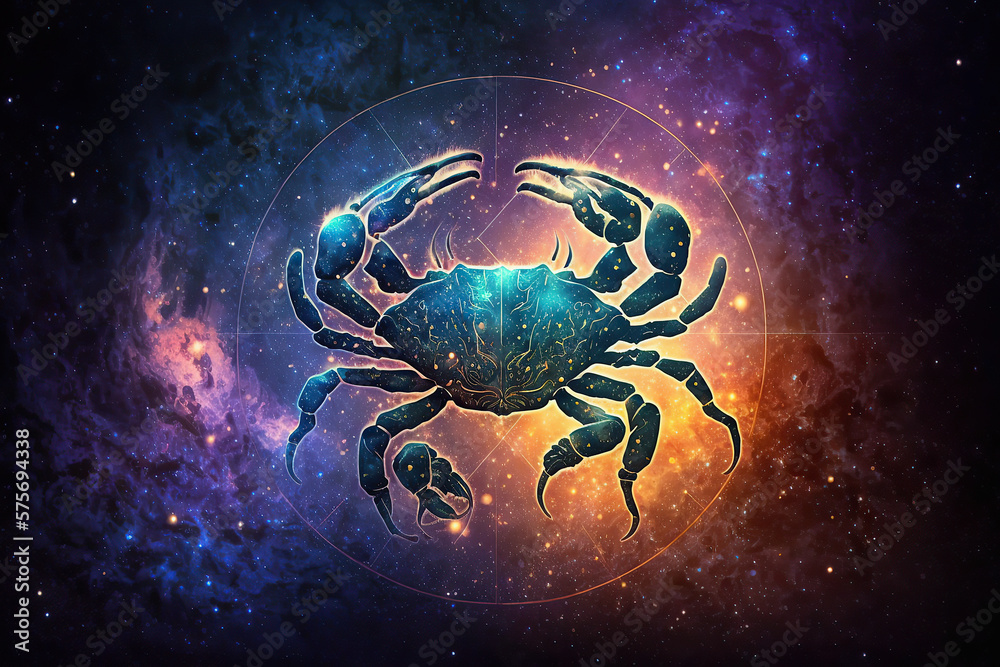 Cancer zodiac sign against space nebula background. Astrology calendar ...