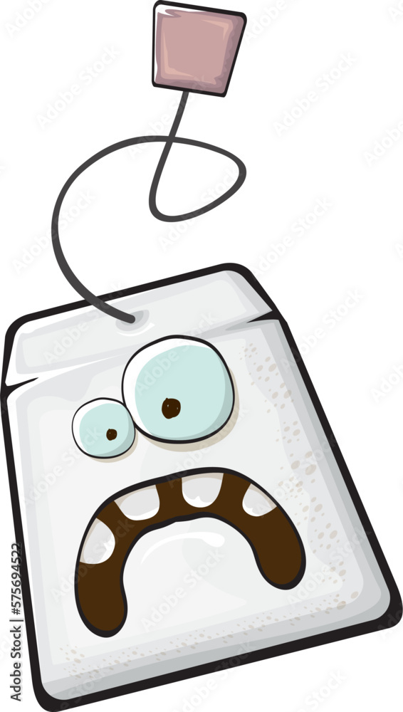 Cartoon tea bag characters isolated on white background. Funky paper ...