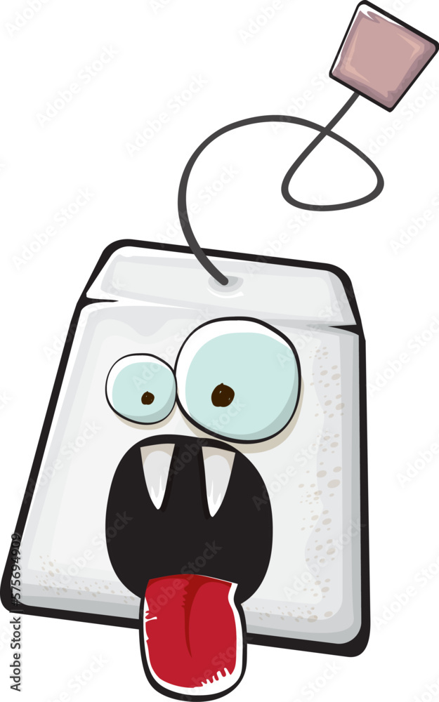 Cartoon tea bag characters isolated on white background. Funky paper ...