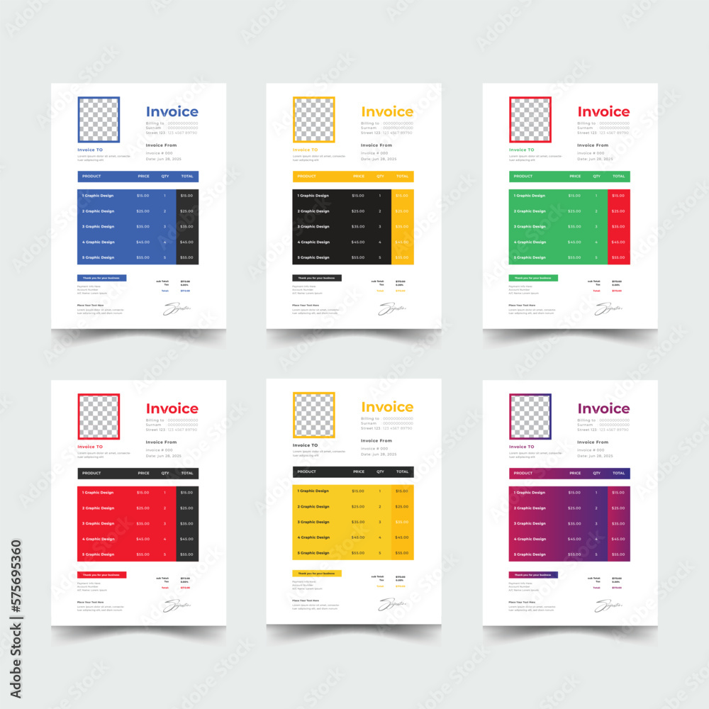 Invoice design template. Invoice minimal design. Bill form business ...