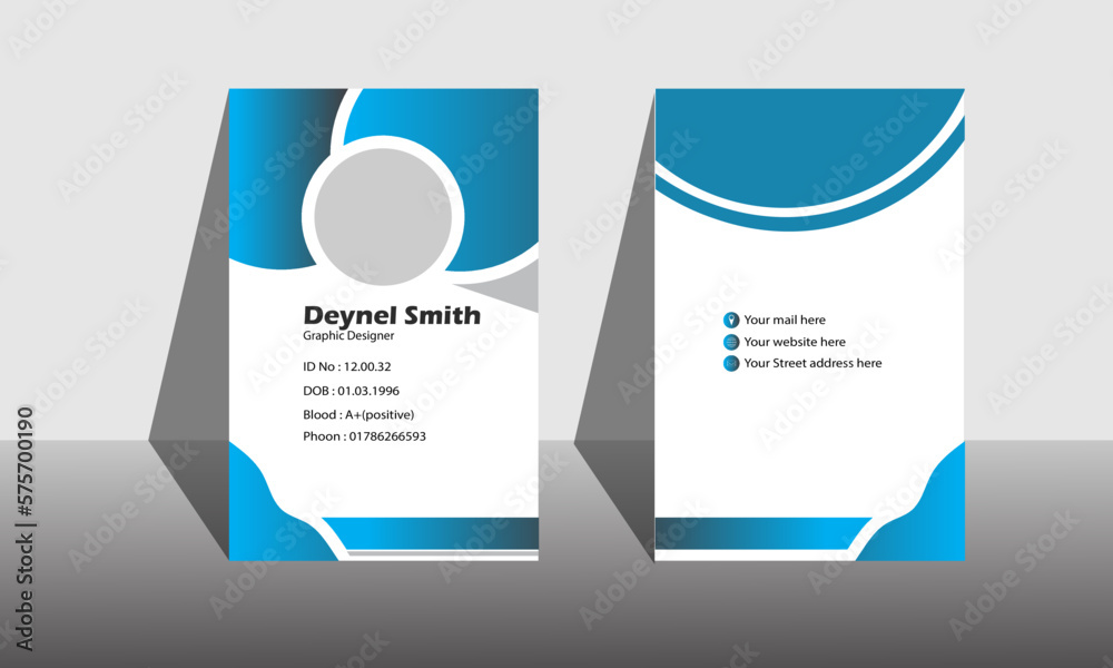 Blue Id Card Design, Professional Identity Card Template Vector for ...