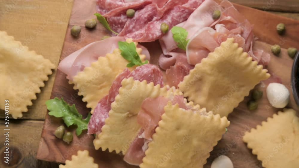 Crescentina. Food of Emilia Romagna region, deep fried bread gnocco ...