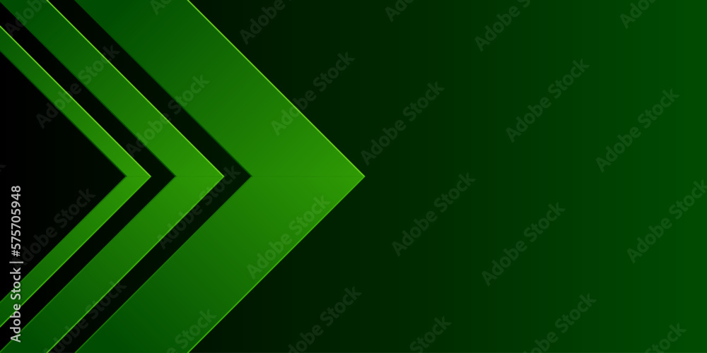 Green arrowhead right triangle. 3D gradient abstract background. Design ...