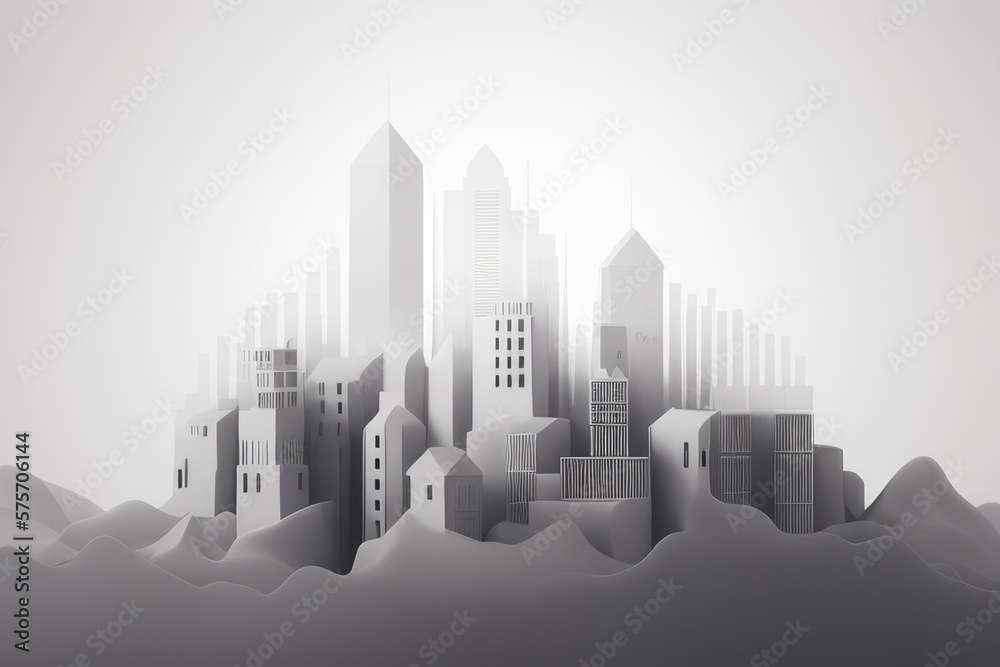 Smog City: hazy city skyline obscured by thick layers of smog and air ... Smog City: hazy city skyline obscured by thick layers of smog and air ...
