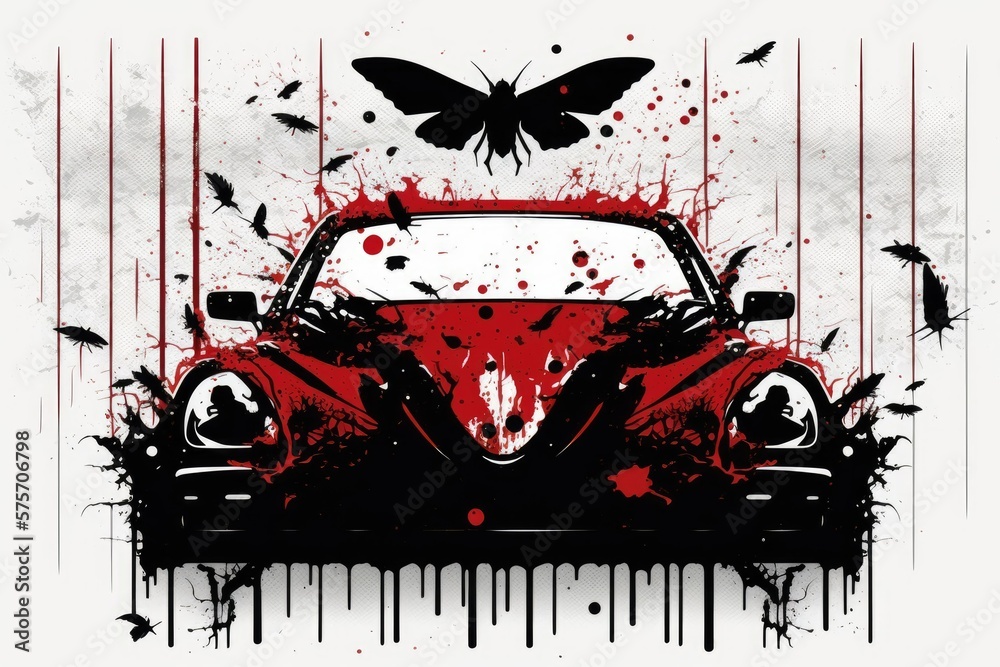 Concentrated attention on the splatter of dead insects across the front ...