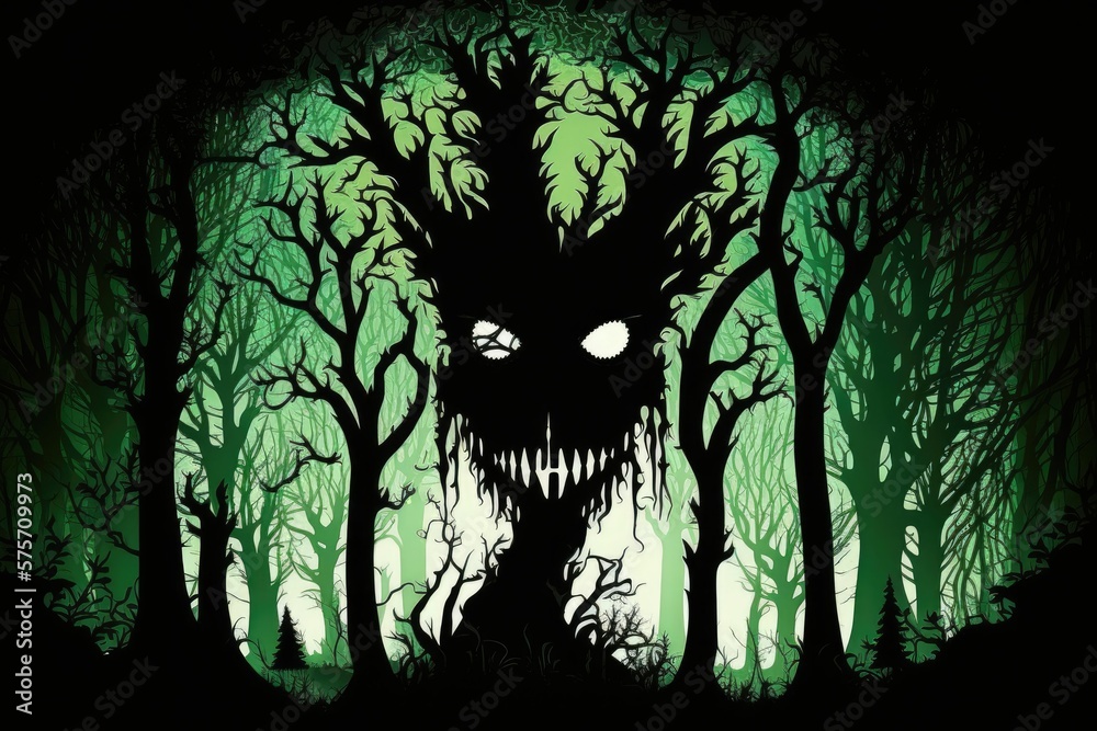 horrifying trees in a forest of nightmares. Generative AI Stock ...