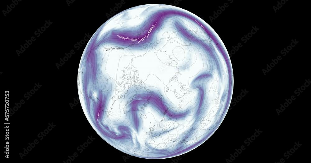 Polar map shows the circulation of winds in the troposphere, with ...