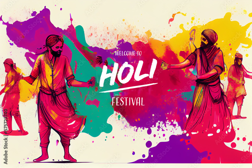 Happy Holi Festival Of Colors Illustration Of Colorful Gulal For Holi ...