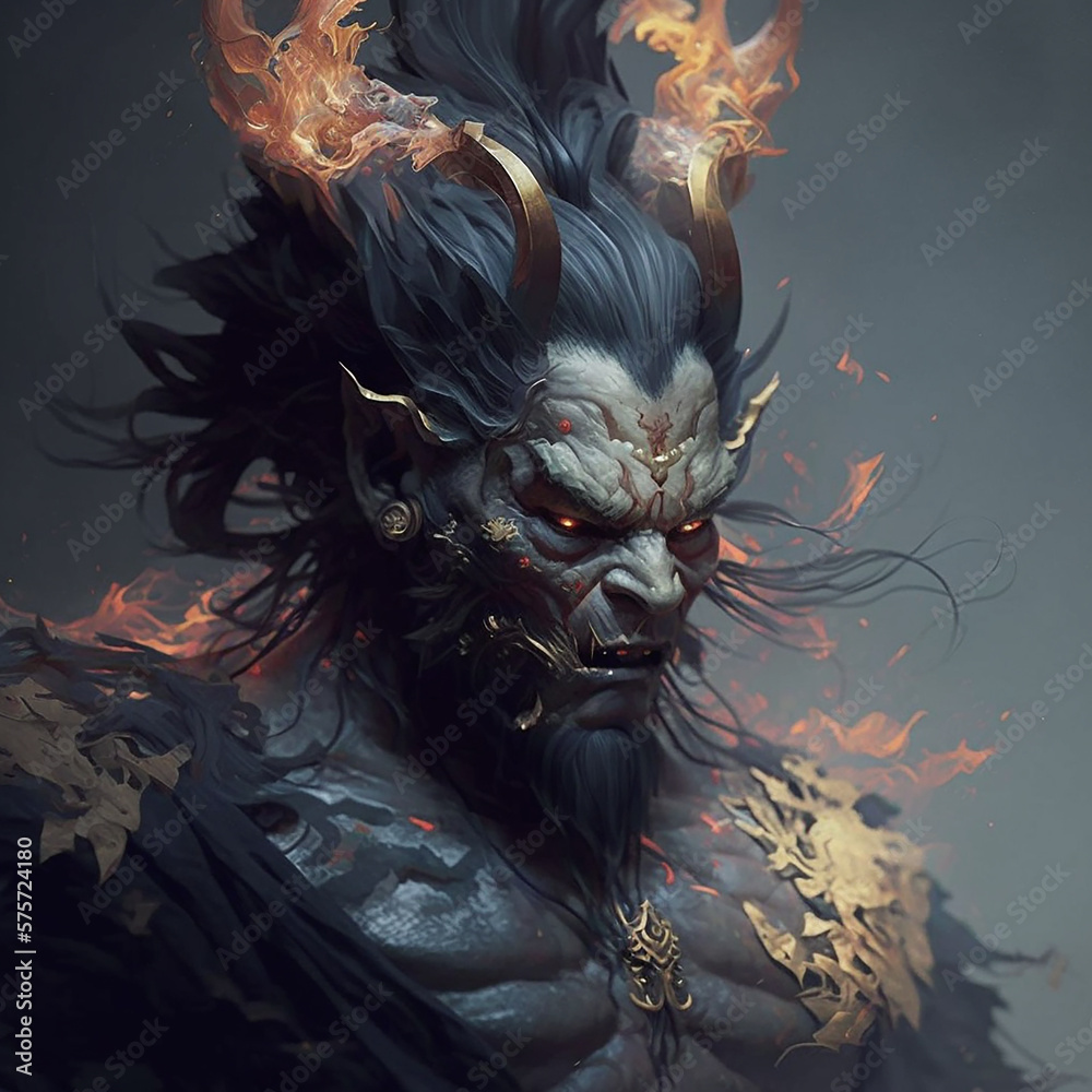 Japanese mythology. Japanese mythological god Raijin. Created with ...