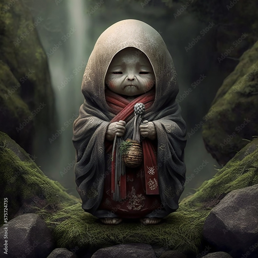 Japanese mythology. Japanese mythological god Jizo. Created with ...