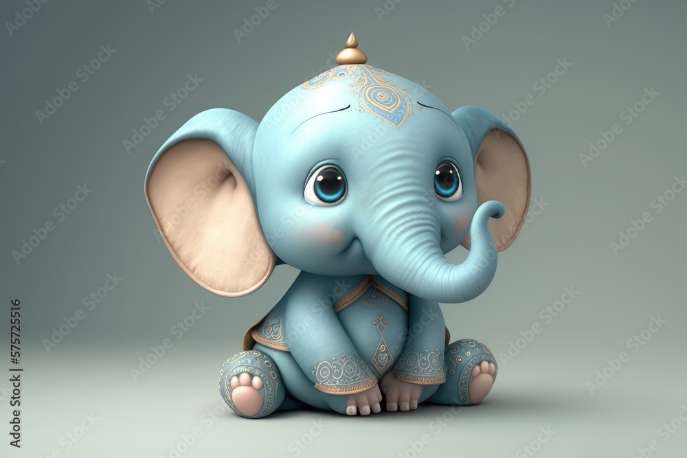 3D Cute charming and delightful portrayal of Ganesha, artwork cartoon ...