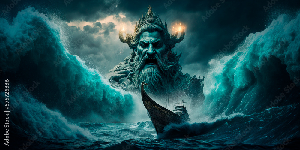 Poseidon's Wrath: Shipwrecks and Monsters in the Stormy Seas Stock ...