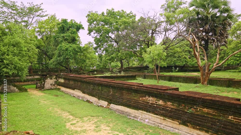 Ancient Vijayabahu Palace Ruins in Polonnaruwa, Sri Lanka Stock ビデオ ...