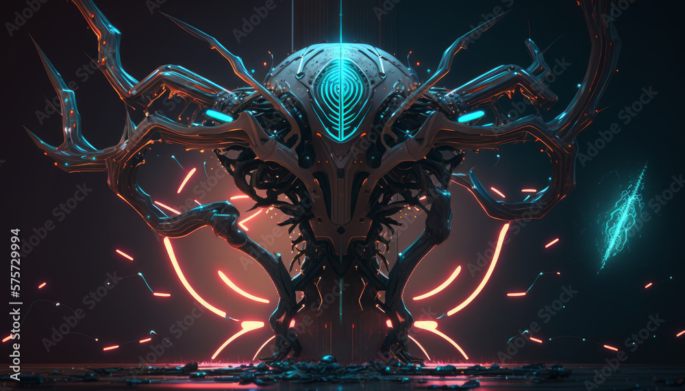 Futuristic artificial intelligence alien technology concept art ...