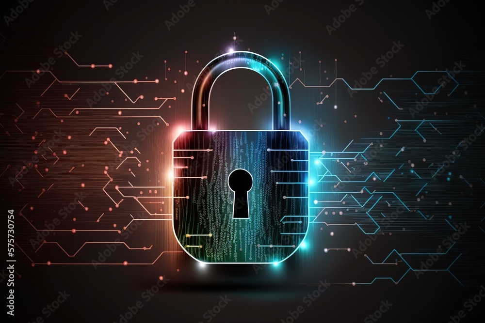 Cybersecurity Padlock, Digital Lock on Technology Network Data ...