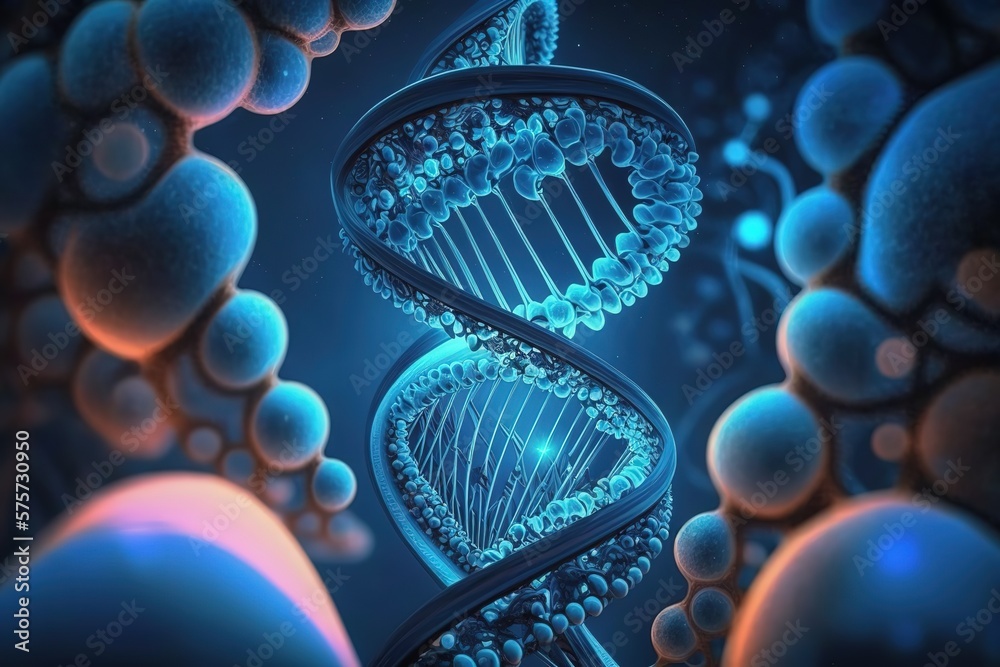 Concept of the evolution of human DNA in the distant future. View under ...