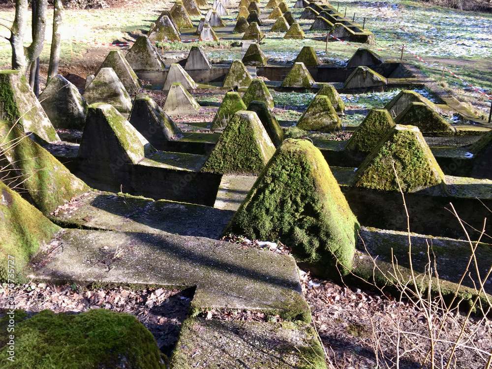 Westwall, known as WWII Siegfried line, panzer stones or anti tank ...
