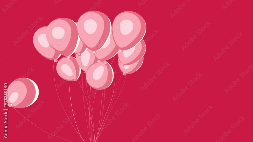 2D shape hydrogen balloons are flying in the air. A branch of Red-to ...