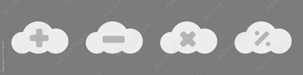 Vector set of mathematical symbols in clouds. Cloud service math ...