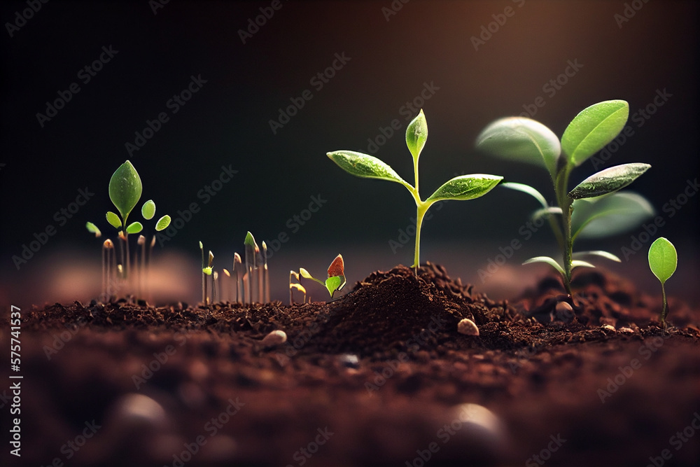 ground forming a graph with different stages of growth.generative ai ...