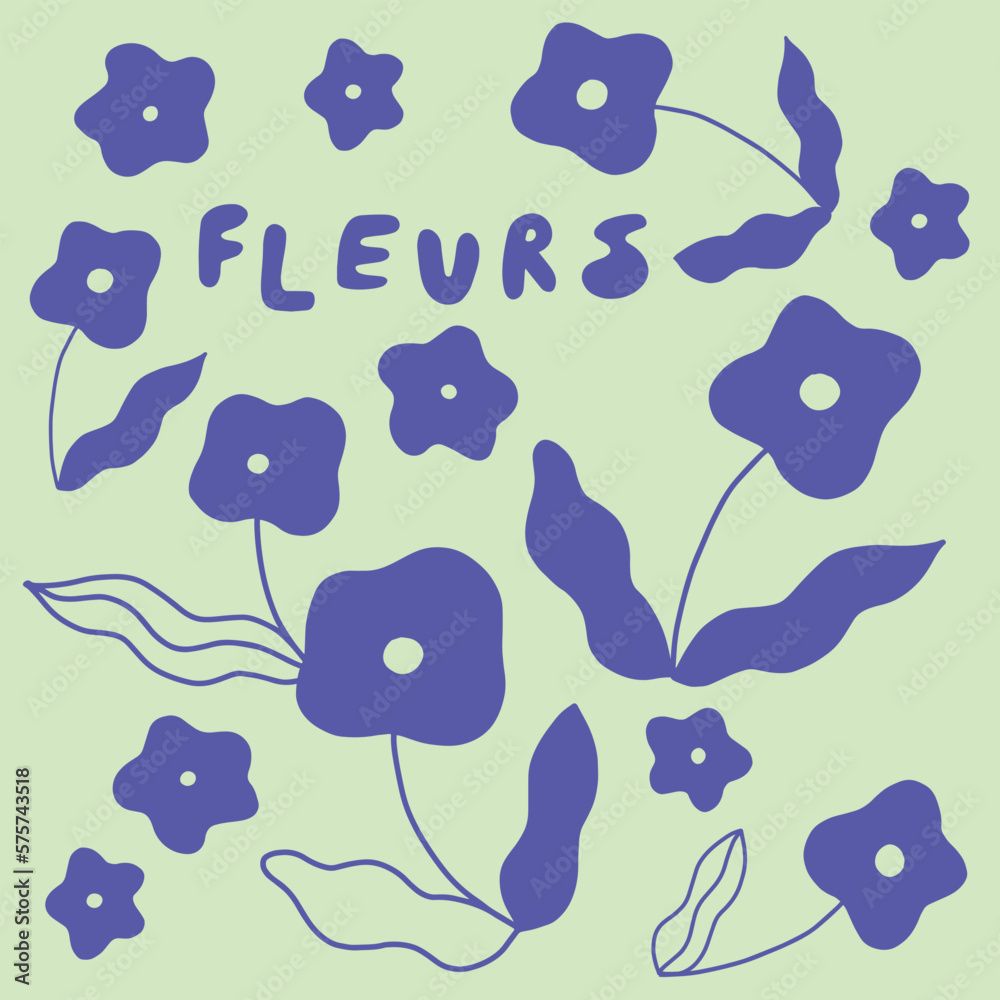 Fleurs vectoriel, vecteurs , plantes, vegetal, botanique, feuilles ...
