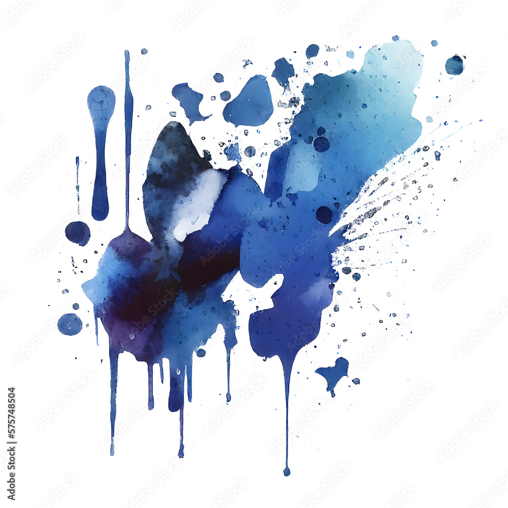 vibrant blue watercolor paint spot adds a pop of color to any design ...