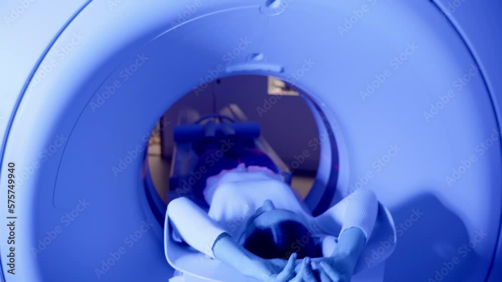 4k video computed tomography CT scan process for examination of spine ...