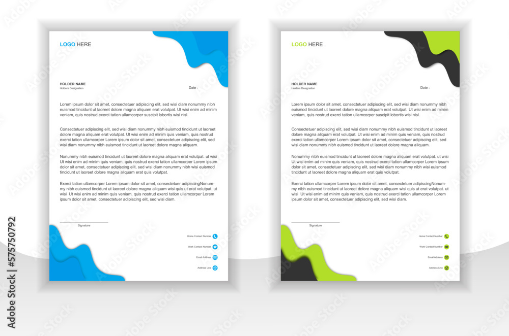 Attractive letterhead design template. Creative, elegant and modern ...