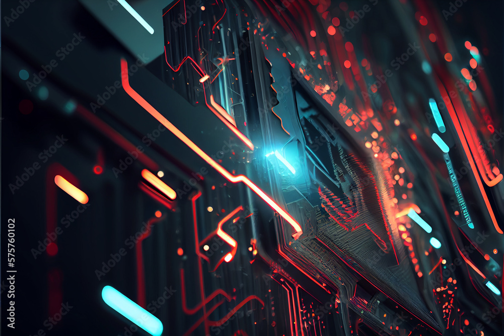 Digital data flow on road with motion blur to create vision of fast ...