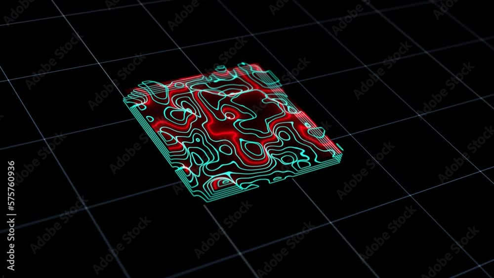 Topographic seismic map scannig radar 4k footage. Earthquake activity ...