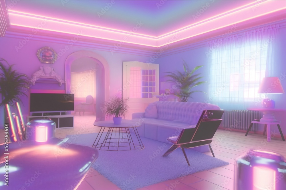 Living room lo-fi retro 80s and 90s background. Psychic Waves ...