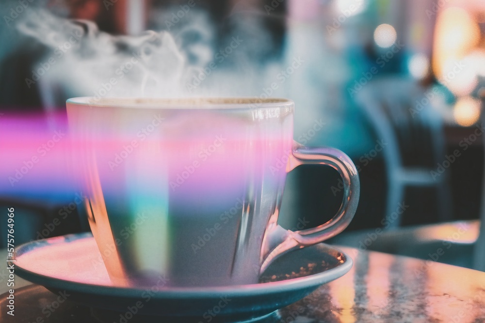 Coffe at coffee shop lo-fi retro 80s and 90s background. Psychic Waves ...