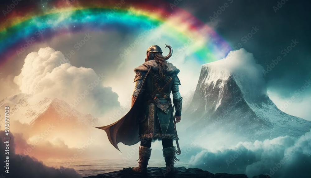 Heimdall the watchman of the gods, standing guard over Bifrost, the ...