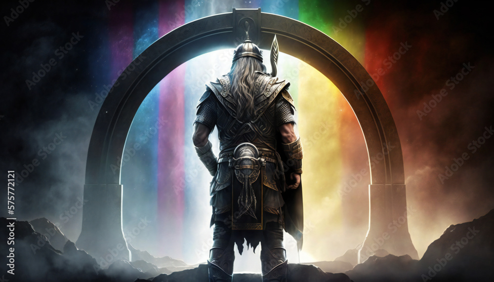 Heimdall the watchman of the gods, standing guard over Bifrost, the ...