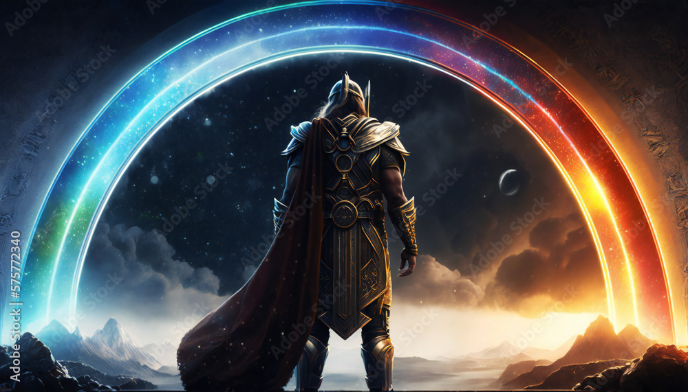 Heimdall the watchman of the gods, standing guard over Bifrost, the ...